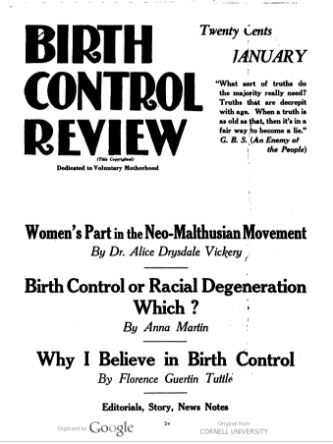1921: Margaret Sanger’s “The Eugenic Value of Birth Control Propaganda ...