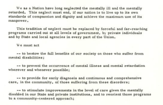1963: President Kennedy’s “Special Message on Mental Illness and Mental ...