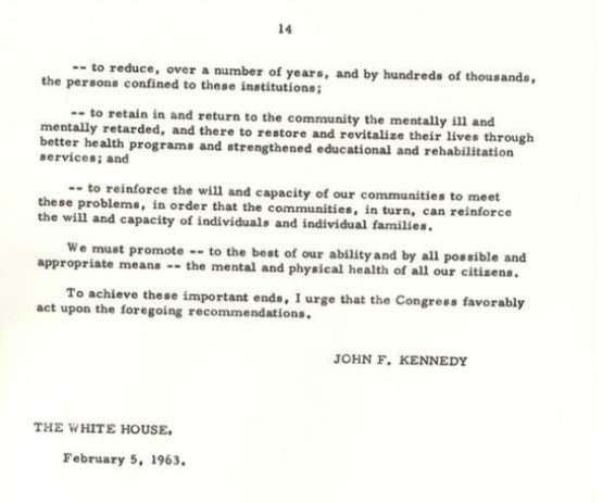 1963: President Kennedy’s “Special Message on Mental Illness and Mental ...