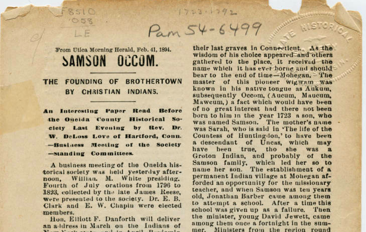 Samson Occom – Modern US History