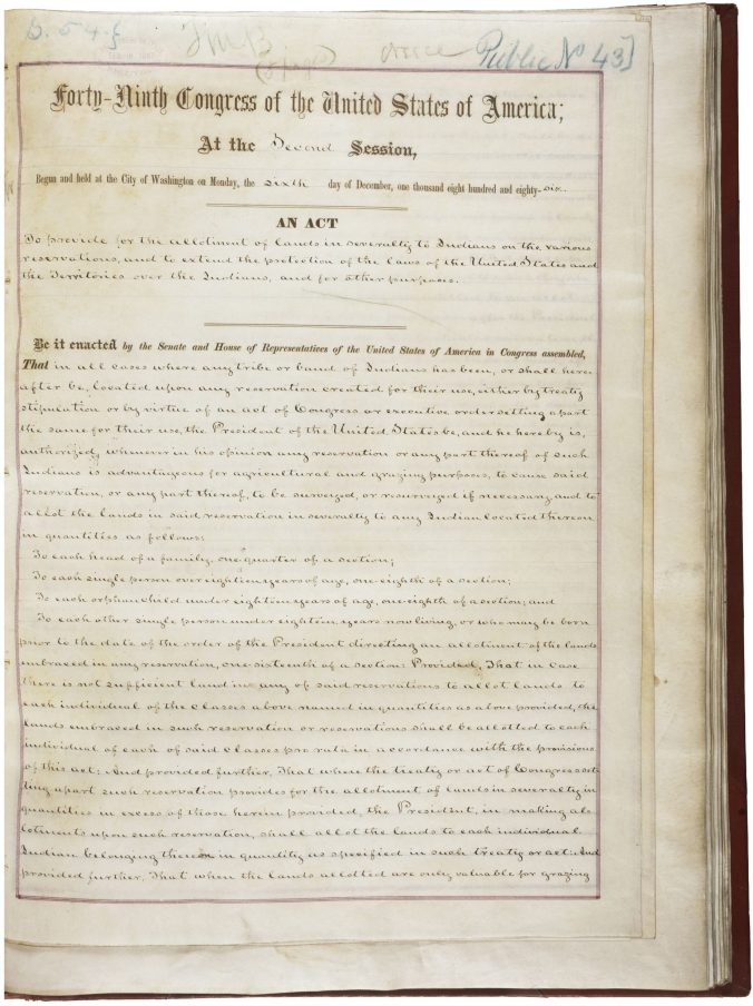 Dawes Act of 1887 – Modern US History