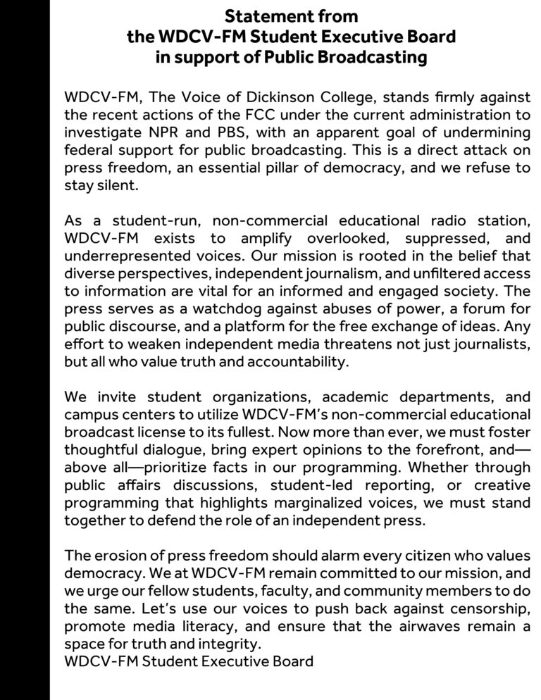 WDCV FM – The Voice of Dickinson College